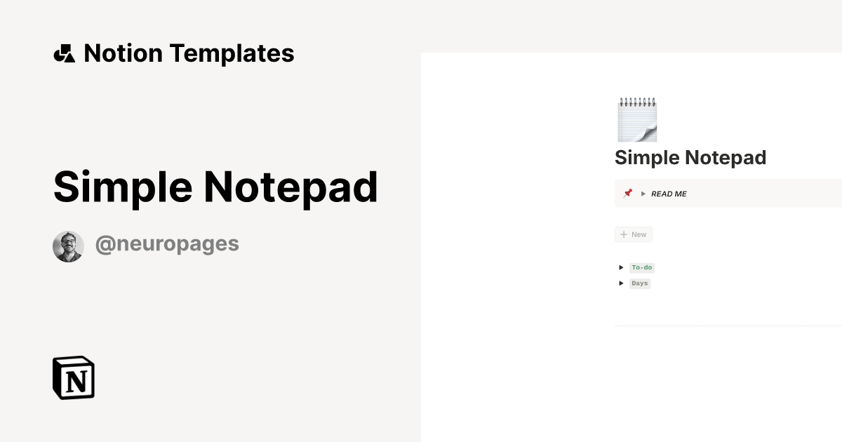 Simple Notepad Template | Notion Marketplace