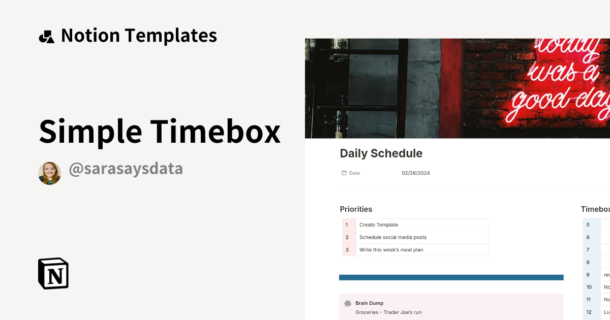 Simple Timebox Template | Notion Marketplace