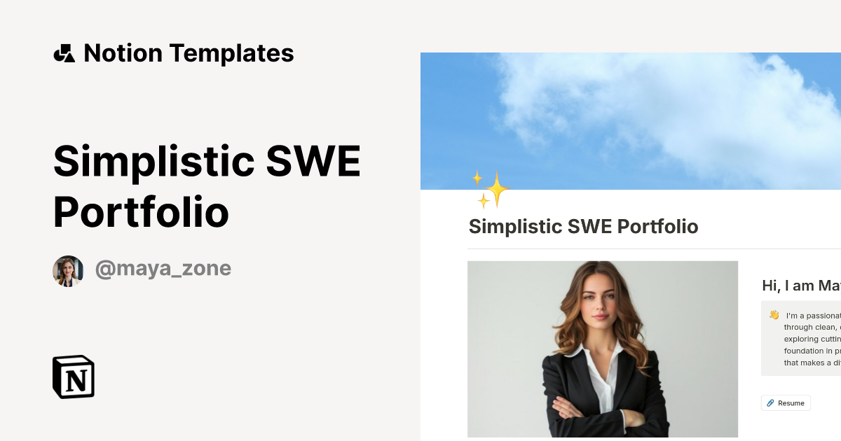 Simplistic SWE Portfolio Template | Notion Marketplace