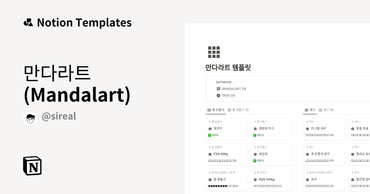 만다라트 (Mandalart) Template by 시리얼 SIREAL | Notion Marketplace