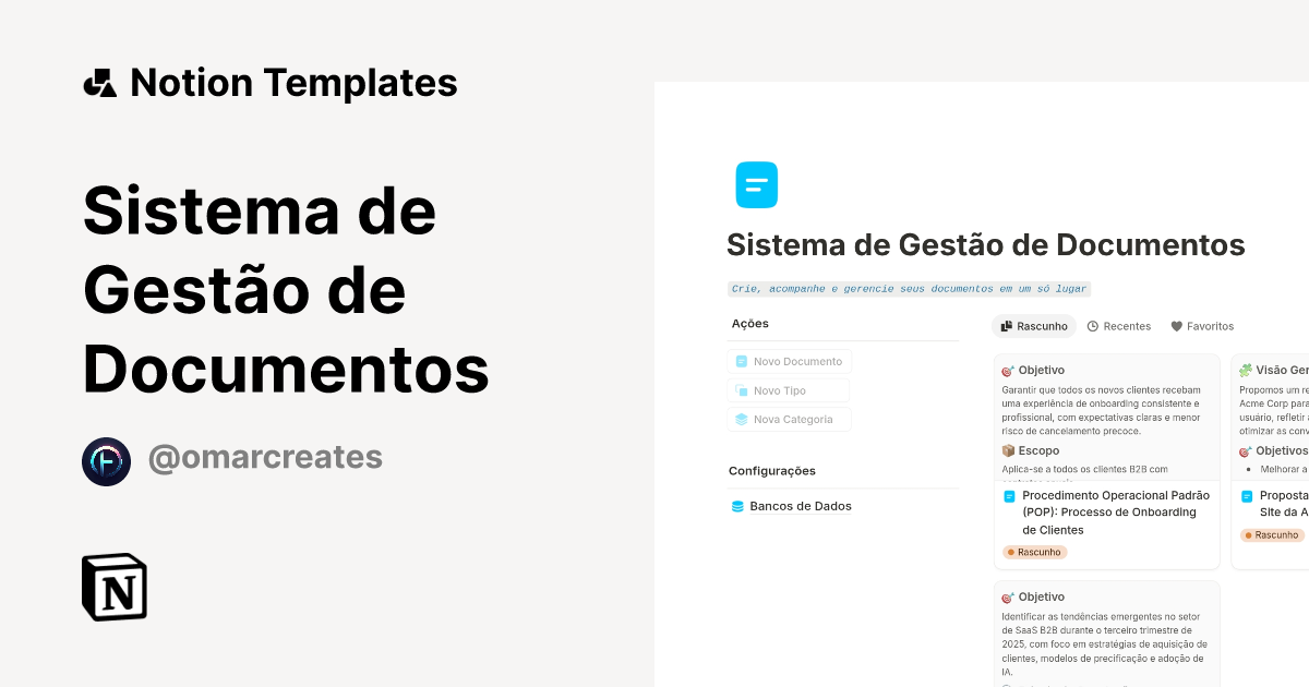 Sistema de Gestão de Documentos Template by Omar Faruk | Notion Marketplace