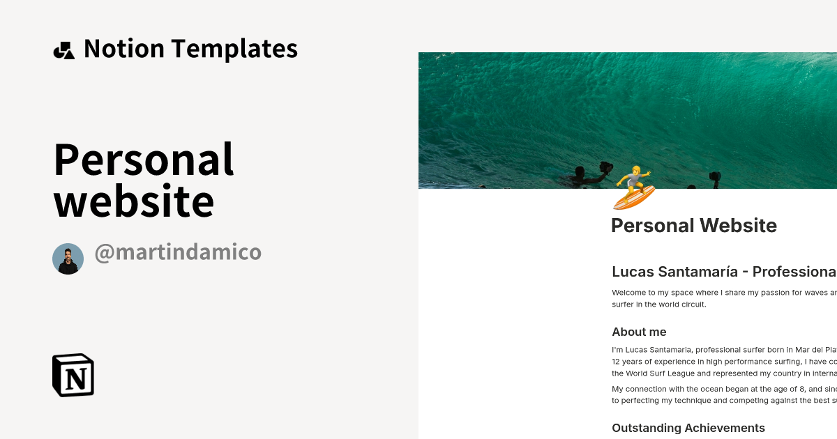 Personal website Template by Martin D´Amico | Notion Marketplace