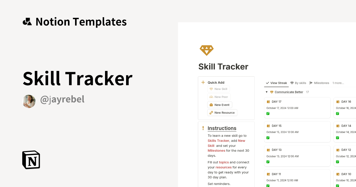 Skill Tracker Template | Notion Marketplace