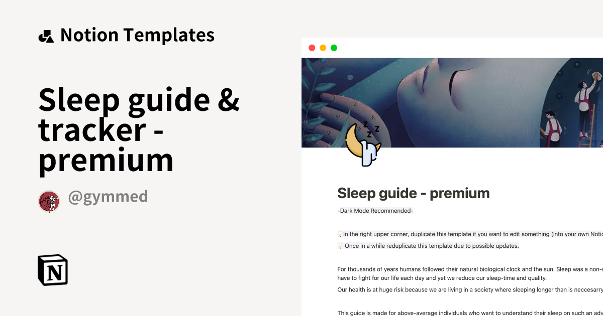 Sleep guide & tracker - premium Template | Notion Marketplace
