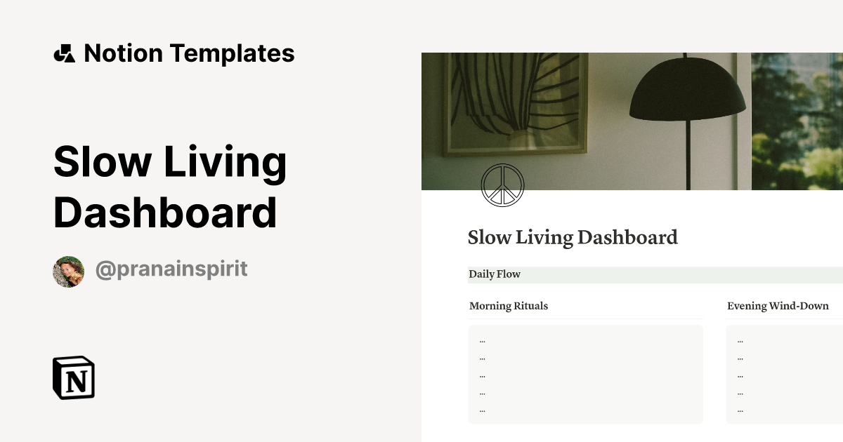 Slow Living Dashboard Template by Pranainspirit | Notion Marketplace