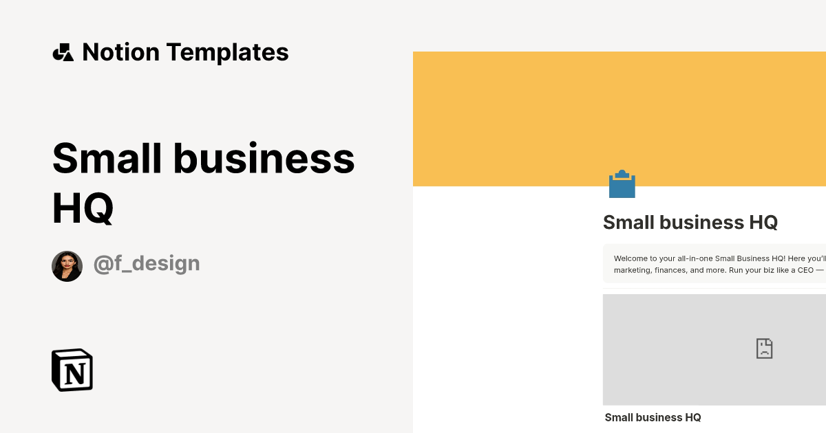 Small business HQ Template by f_design | Notion Marketplace
