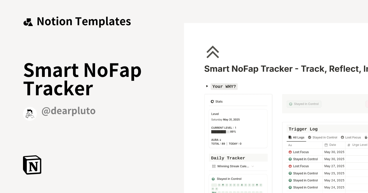 Smart NoFap Tracker Template | Notion Marketplace