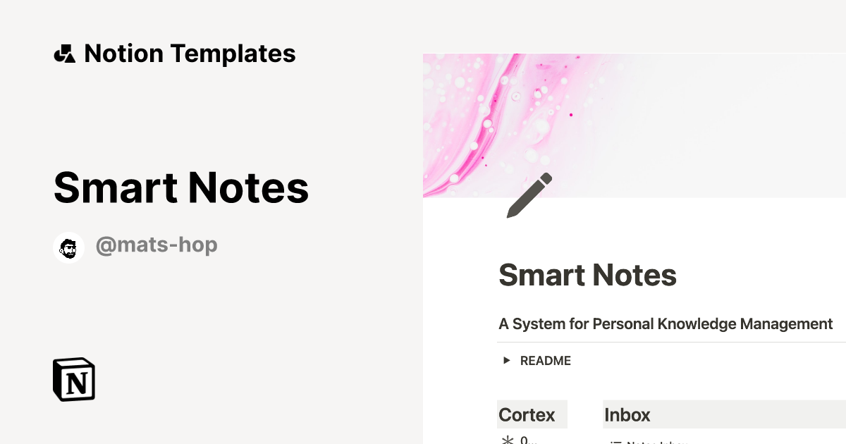 Smart Notes Template by Mats Hop | Notion Marketplace