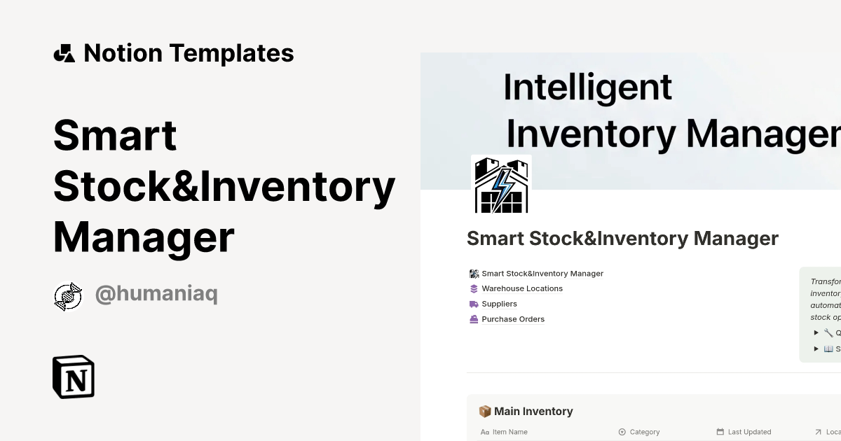 Smart Stock&Inventory Manager Template | Notion Marketplace