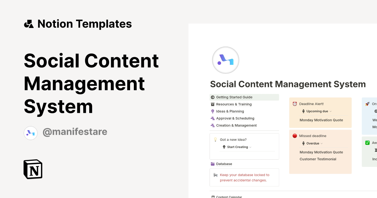 Social Content Management System Template | Notion Marketplace