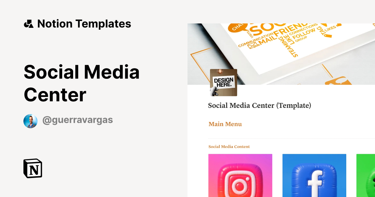 Social Media Center Template by Galo Guerra | Notion Marketplace
