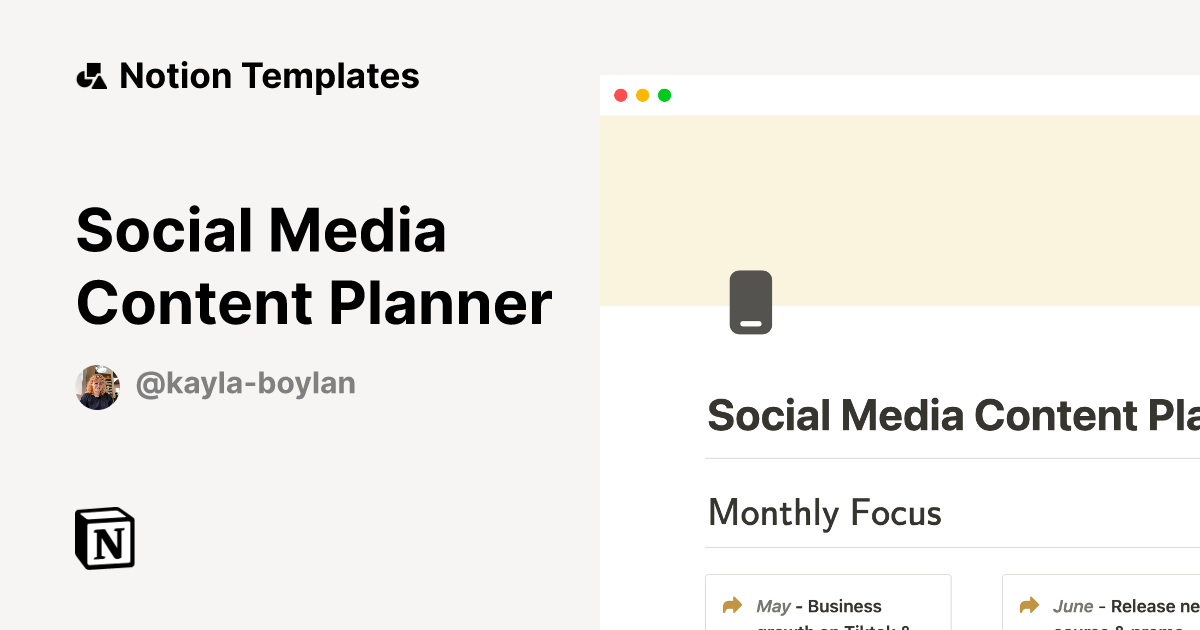 Social Media Content Planner Template | Notion Marketplace
