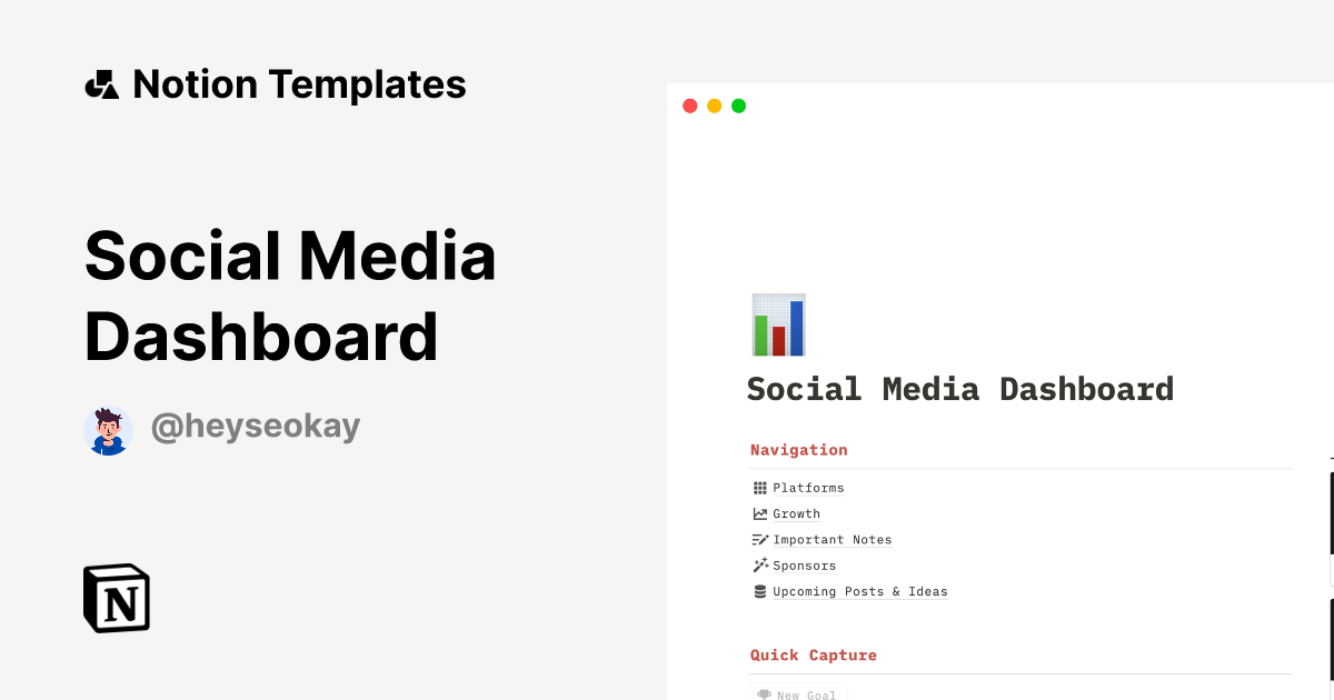 Social Media Dashboard Template | Notion Marketplace