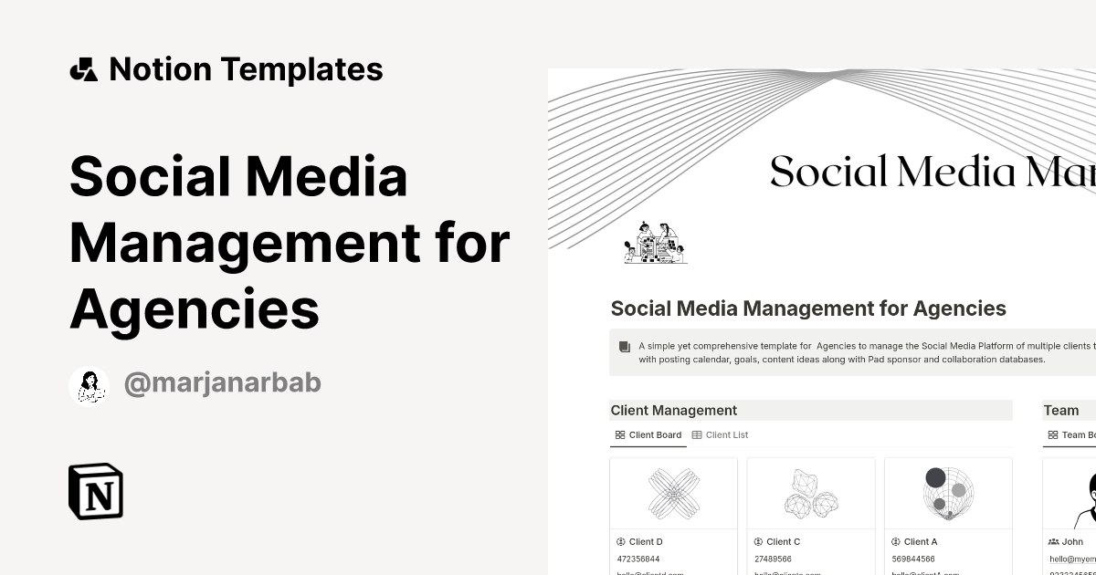 Social Media Management for Agencies Template | Notion Marketplace
