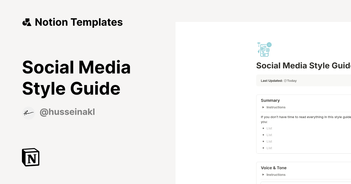 Social Media Style Guide Template | Notion Marketplace