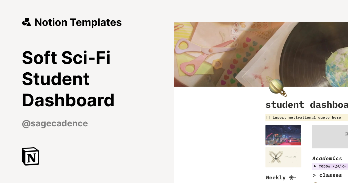 Soft Sci-Fi Student Dashboard Template | Notion Marketplace
