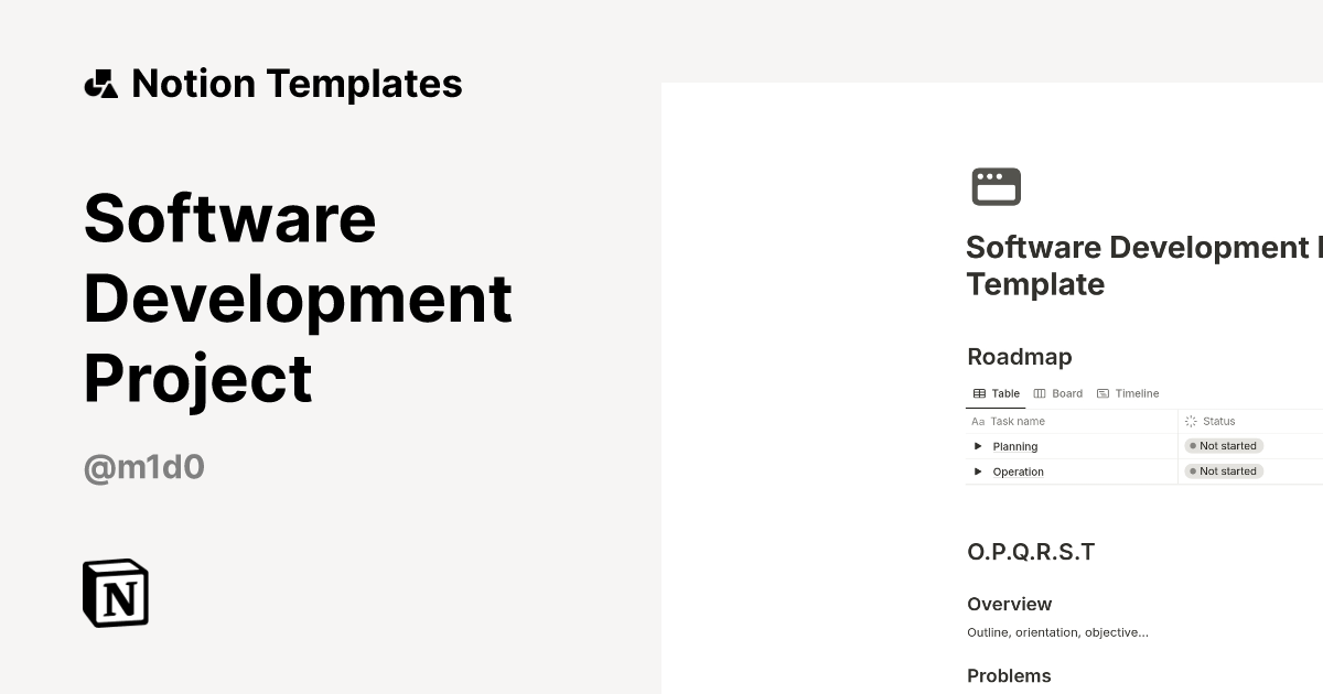 Software Development Project Template by M1D0 | Notion Marketplace