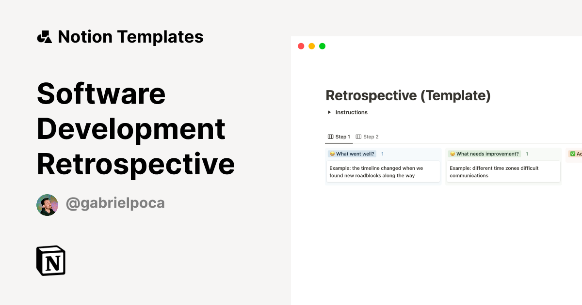 Software Development Retrospective Template by Gabriel Poça | Notion ...
