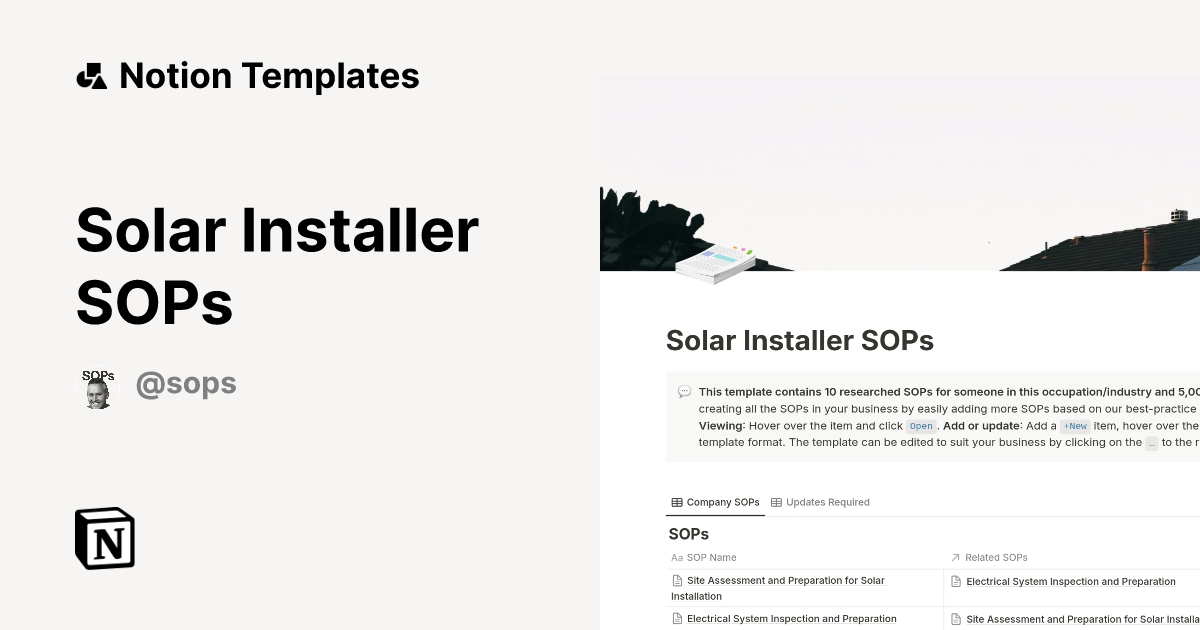 Solar Installer SOPs Template by SOPs | Notion Marketplace