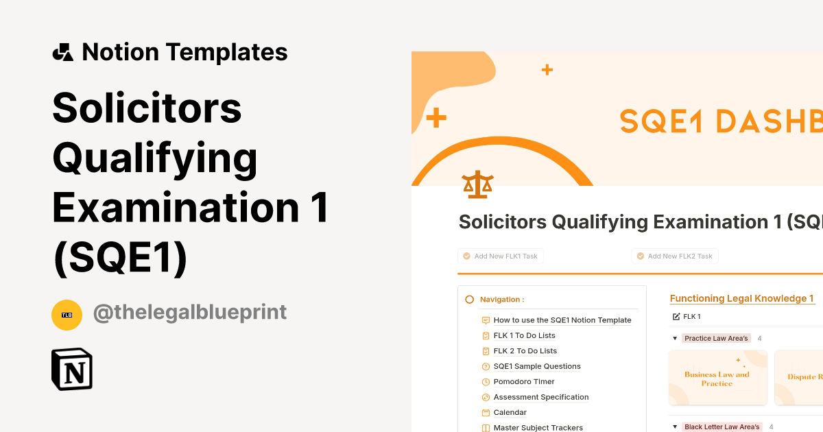 Solicitors Qualifying Examination 1 (SQE1) Template by The Legal Blueprint | Notion Marketplace