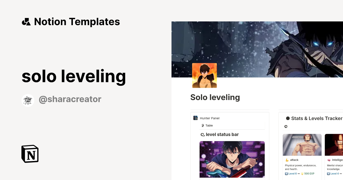 solo leveling Template by shara | Notion Marketplace