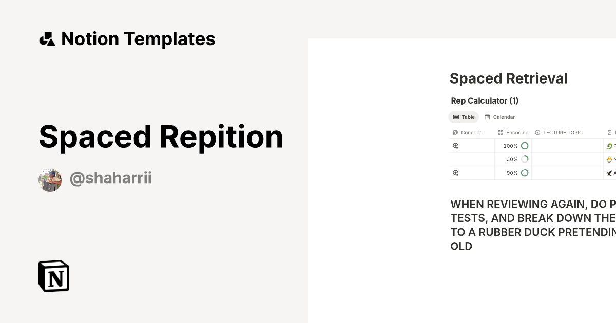 Spaced Repition Template | Notion Marketplace