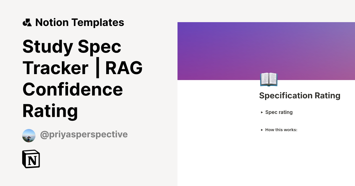 Study Spec Tracker | RAG Confidence Rating Template by Priya's ...