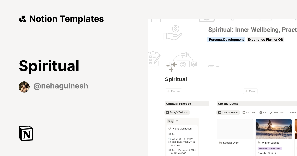 Spiritual Template by Neha Guinesh | Notion Marketplace