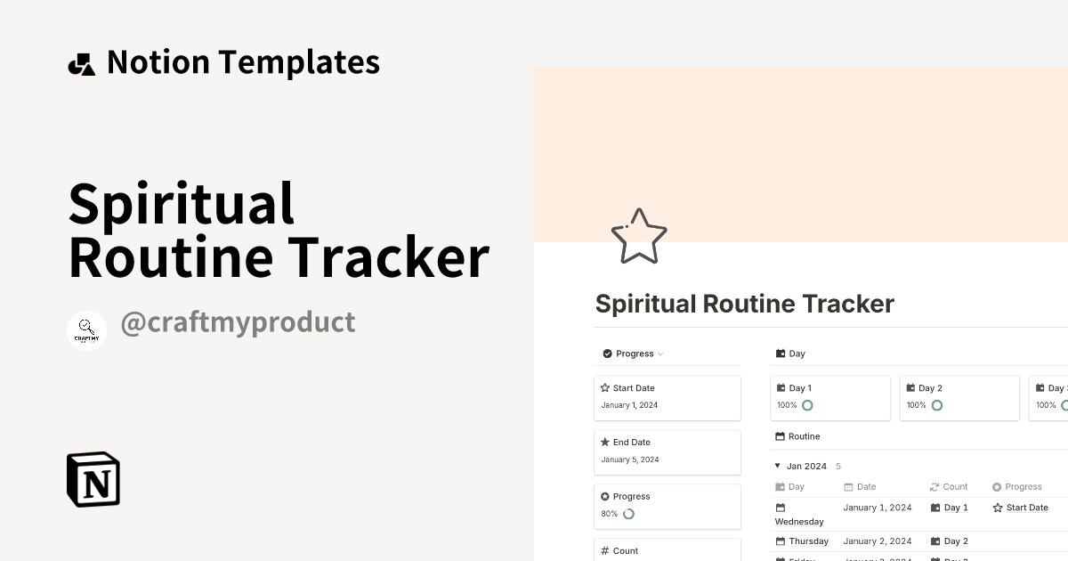 Spiritual Routine Tracker Template by CraftMyProduct | Notion Marketplace