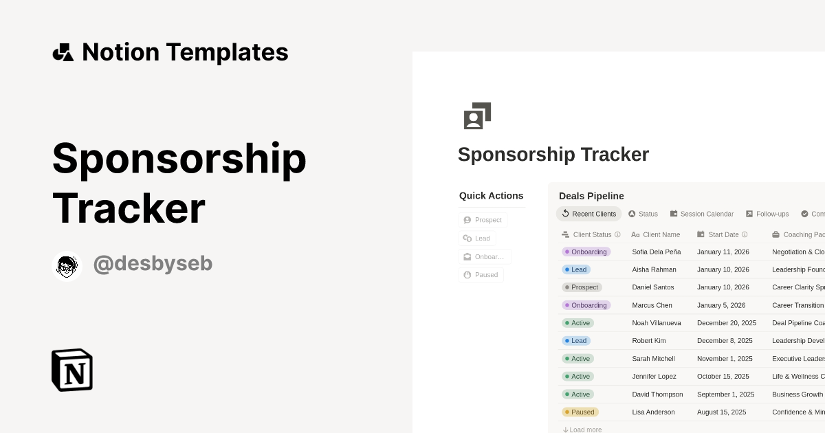 Sponsorship Tracker Template | Notion Marketplace
