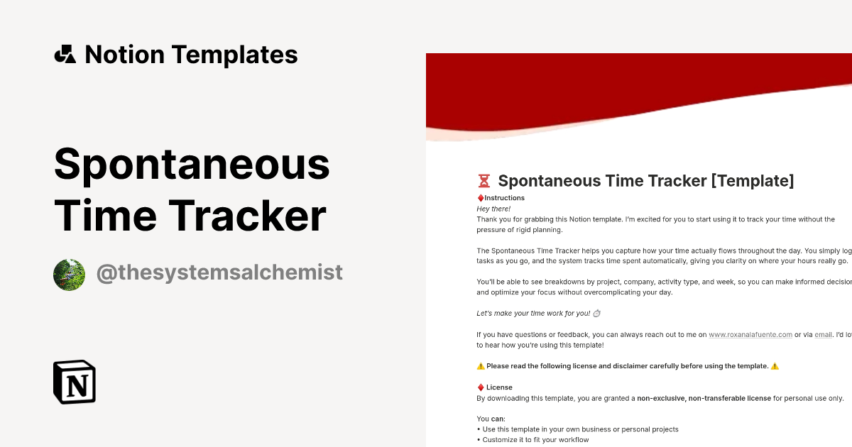 Spontaneous Time Tracker Template | Notion Marketplace