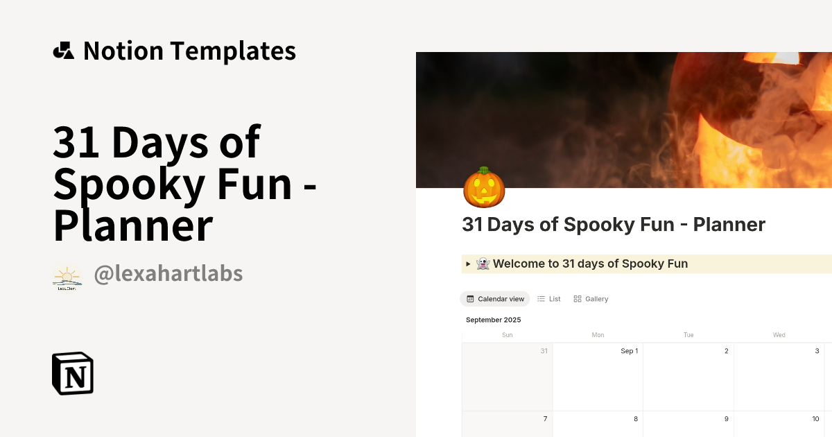 31 Days of Spooky Fun - Planner Template | Notion Marketplace