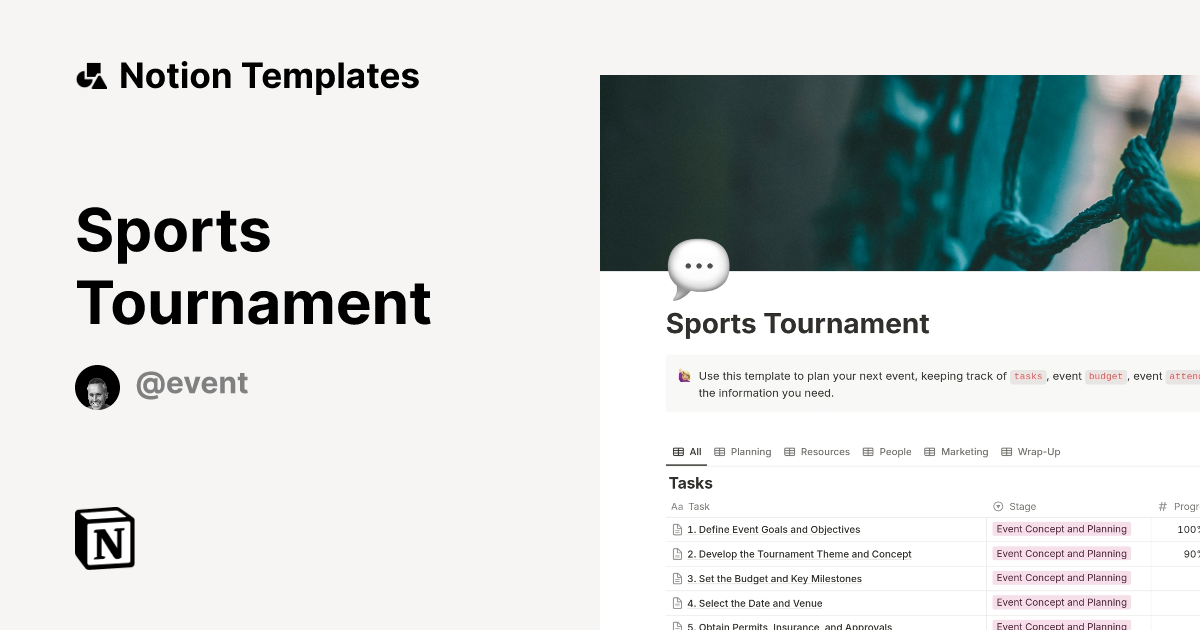 Sports Tournament Template by Event | Notion Marketplace