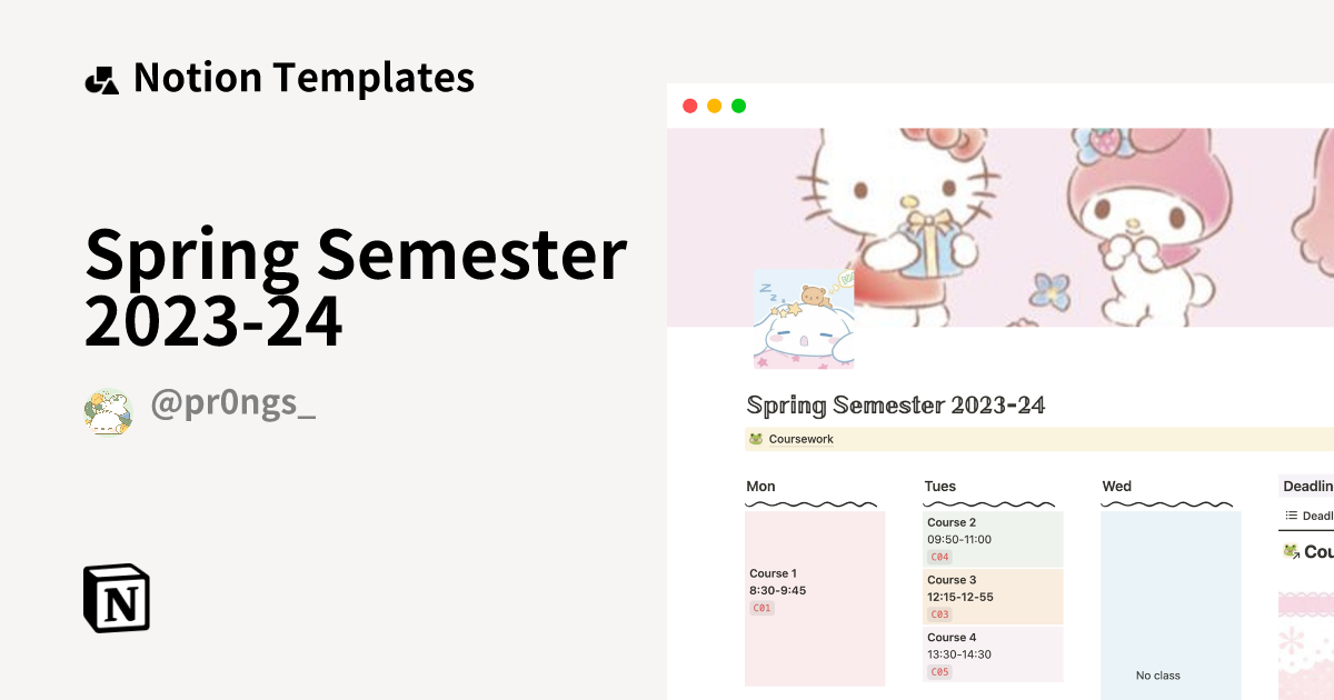 Spring Semester 2023-24 Template by Pandora