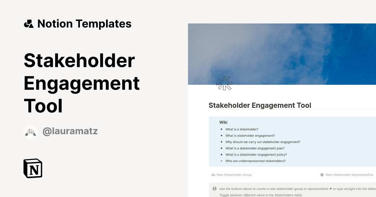 Stakeholder Engagement Tool Template by Laura Matz | Notion Marketplace