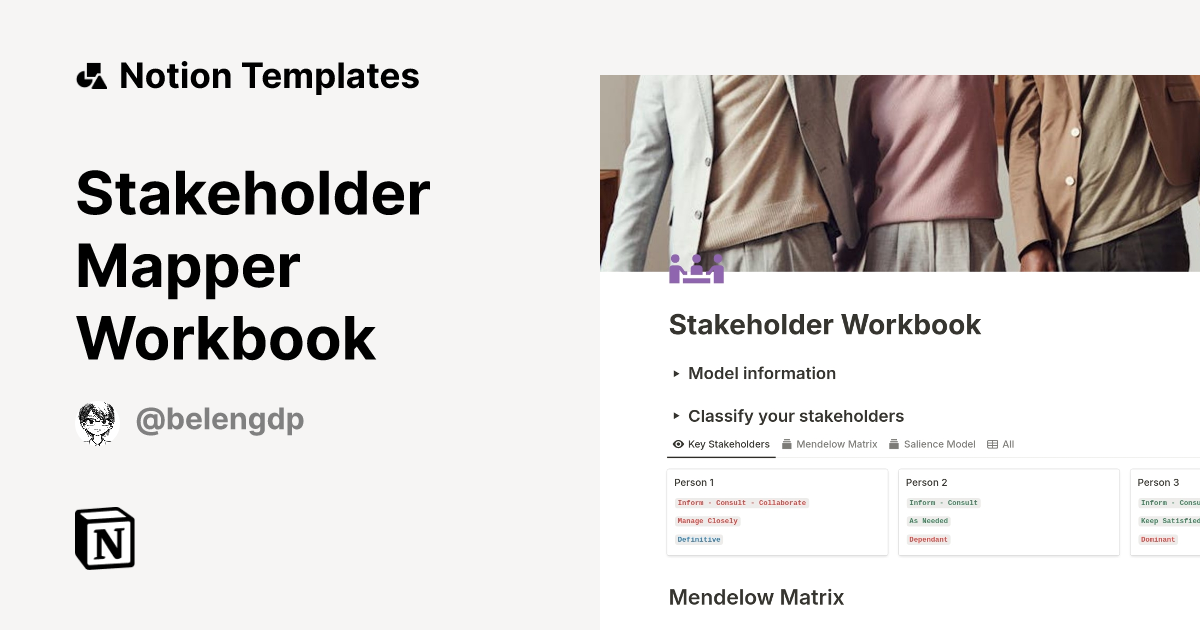 Stakeholder Mapper Workbook Template by BelenGdP | Notion Marketplace