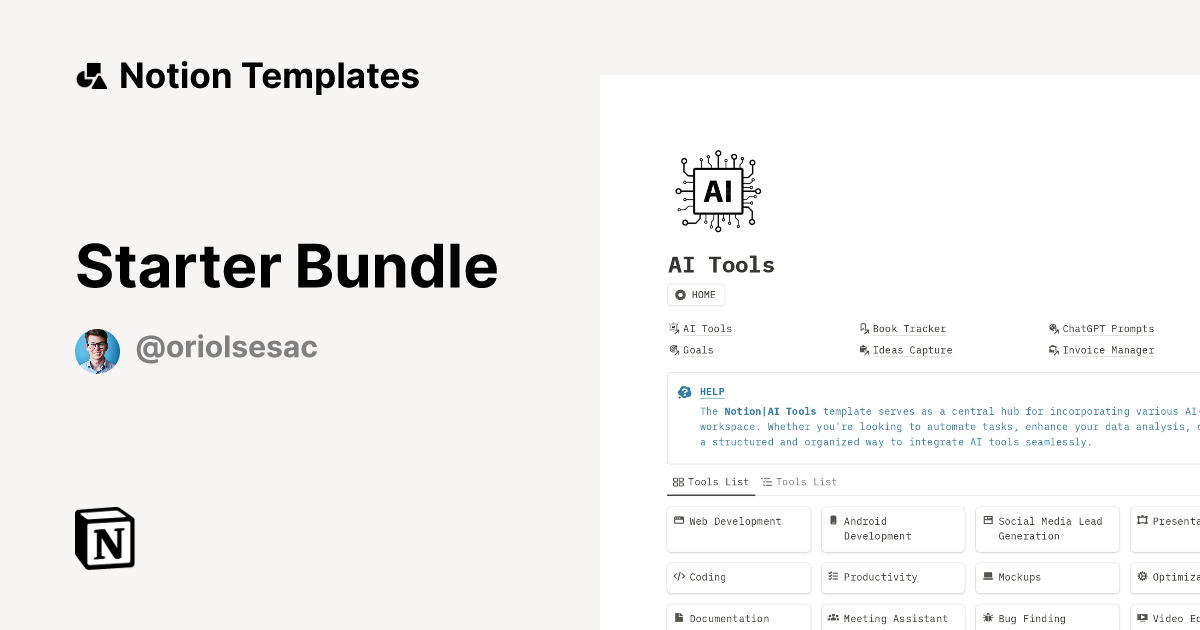 Starter Bundle Template by Oriol Sesac | Notion Marketplace