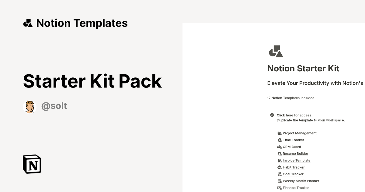 Starter Kit Pack Template | Notion Marketplace