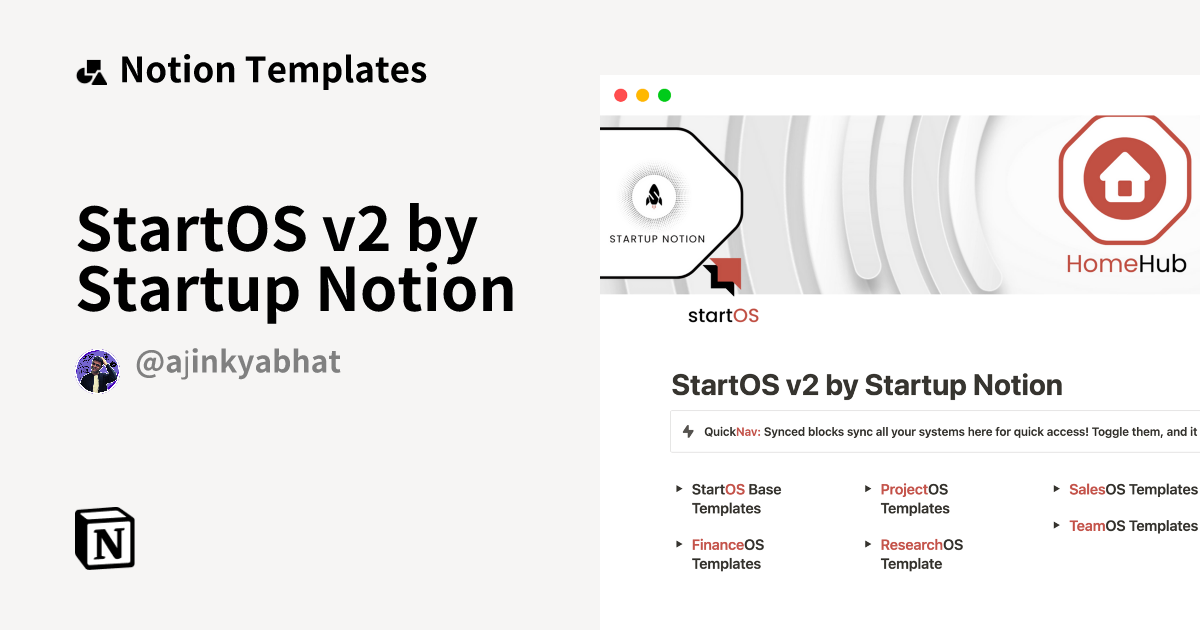 StartOS v2 by Startup Notion Template | Notion Marketplace