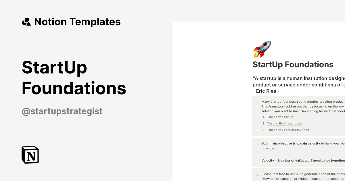 StartUp Foundations Template | Notion Marketplace