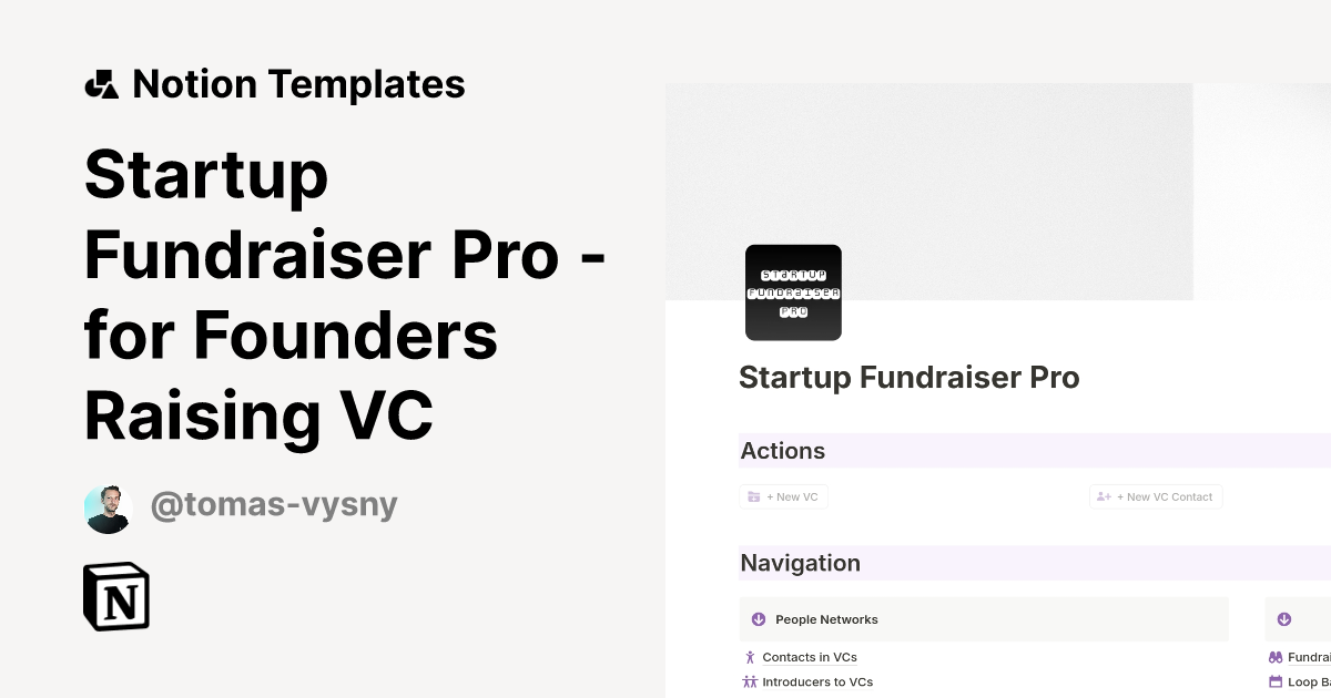 Startup Fundraiser Pro - for Founders Raising VC Template by Tomas ...