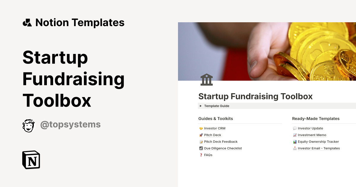Startup Fundraising Toolbox Template | Notion Marketplace