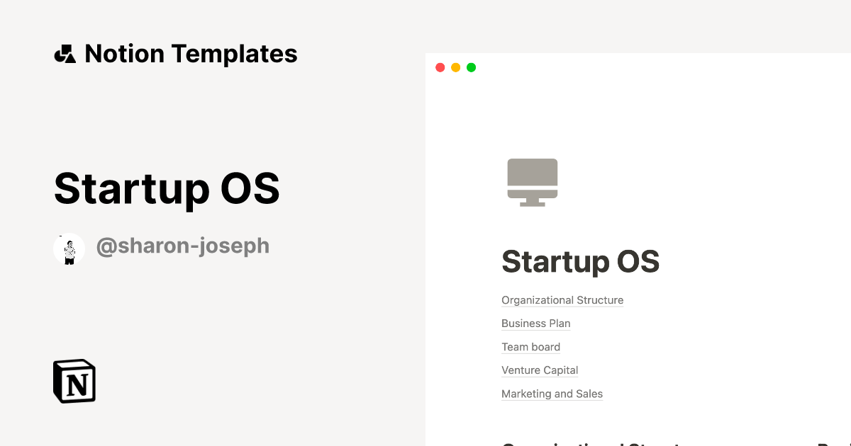 Startup OS Template by Sharon Joseph | Notion Marketplace