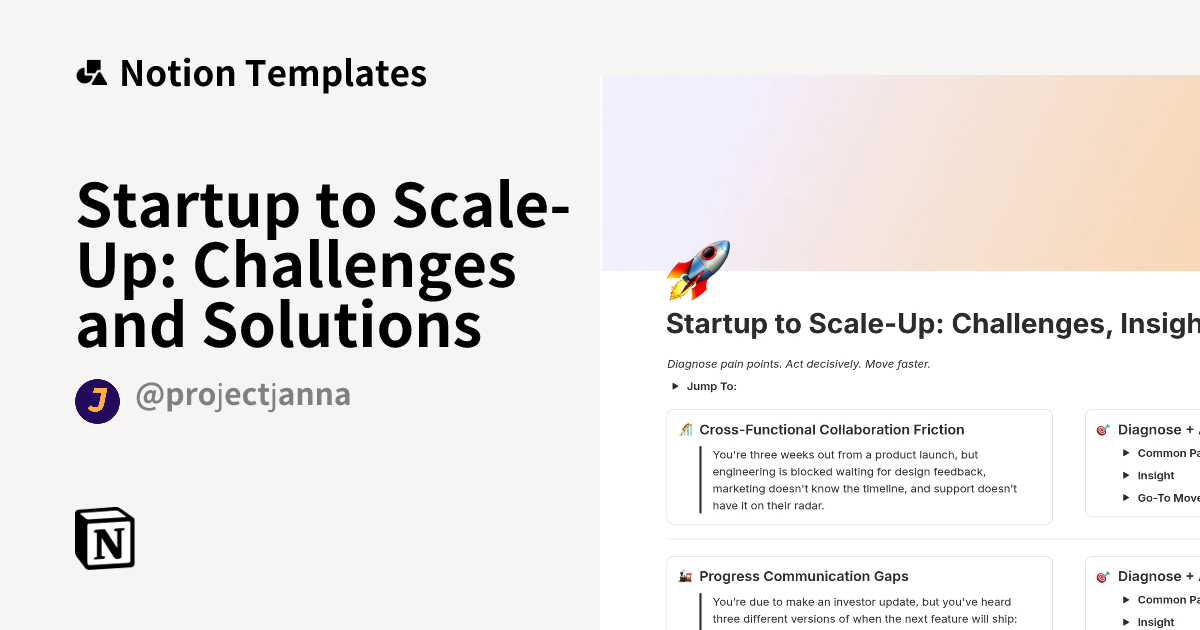 Startup to Scale-Up: Challenges and Solutions Template | Notion Marketplace