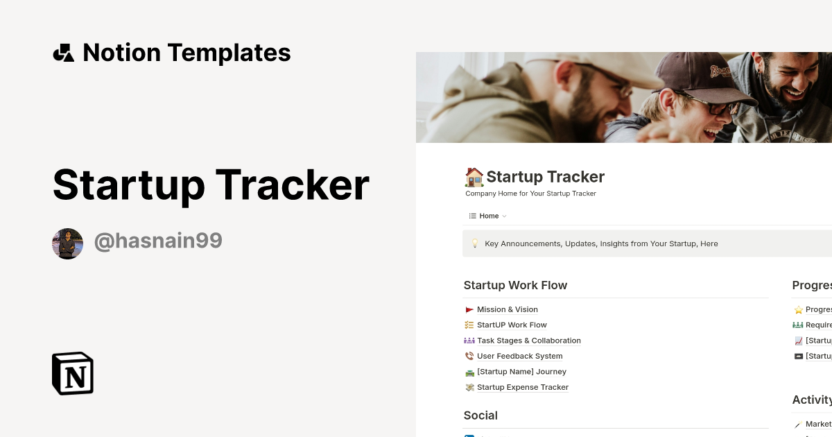 Startup Tracker Template | Notion Marketplace