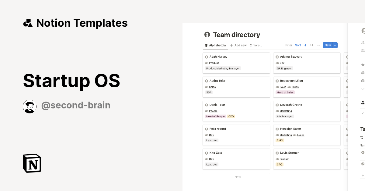 Startup OS Template by Second Brain | Notion Marketplace