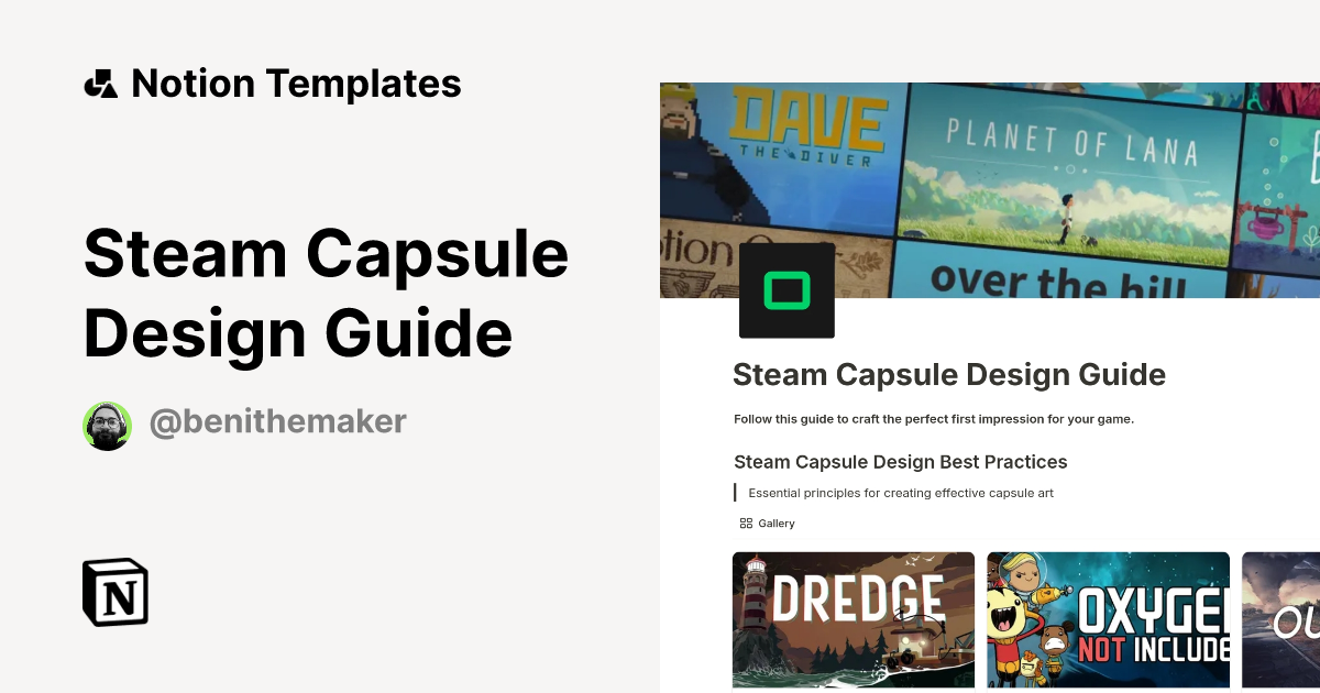 Steam Capsule Design Guide Template | Notion Marketplace