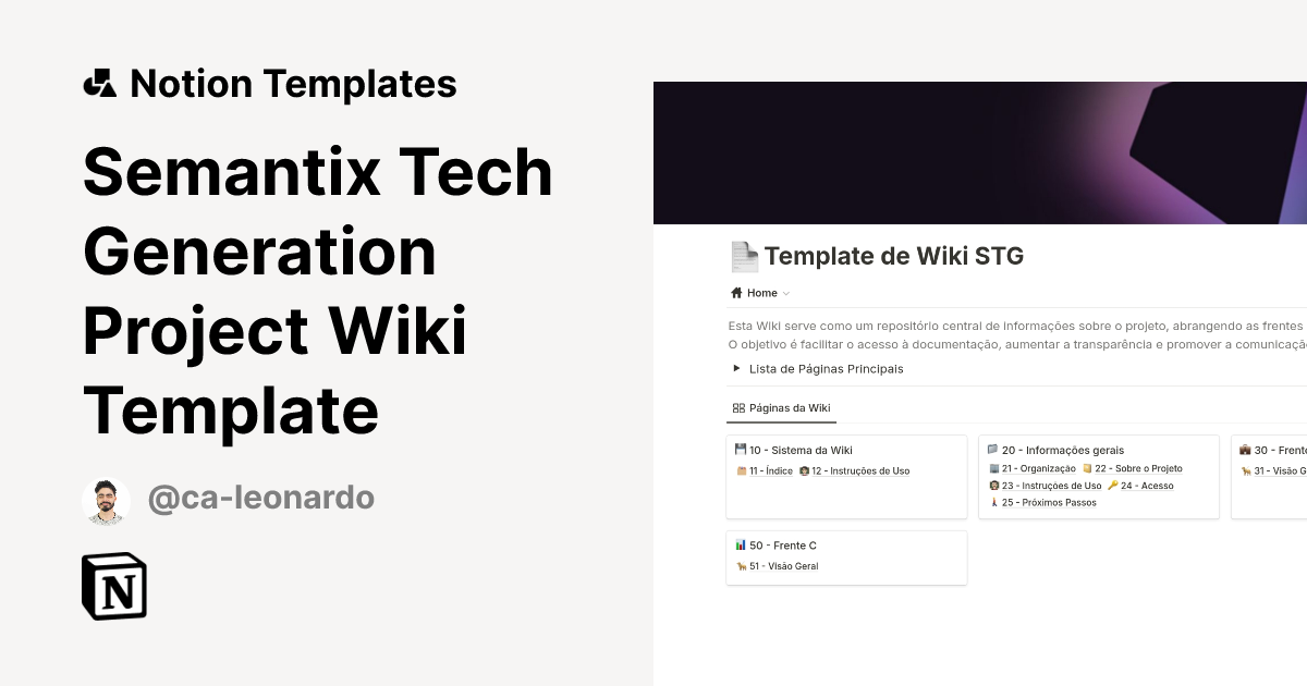 Semantix Tech Generation Project Wiki Template Template | Notion ...