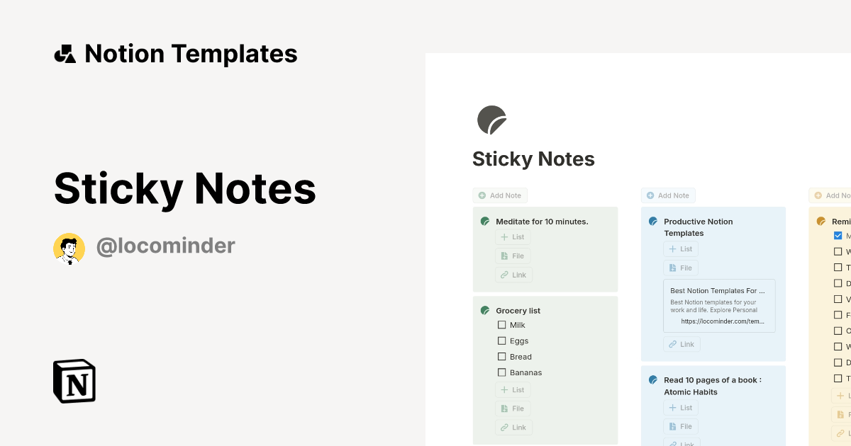 Sticky Notes Template | Notion Marketplace
