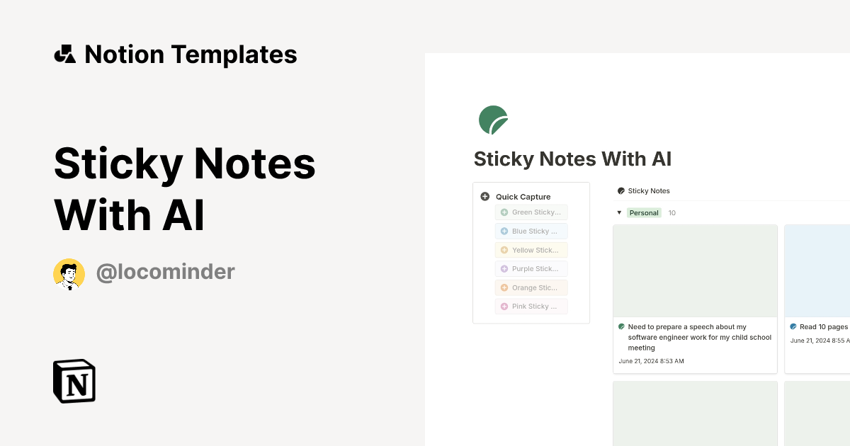 Sticky Notes With AI Template | Notion Marketplace